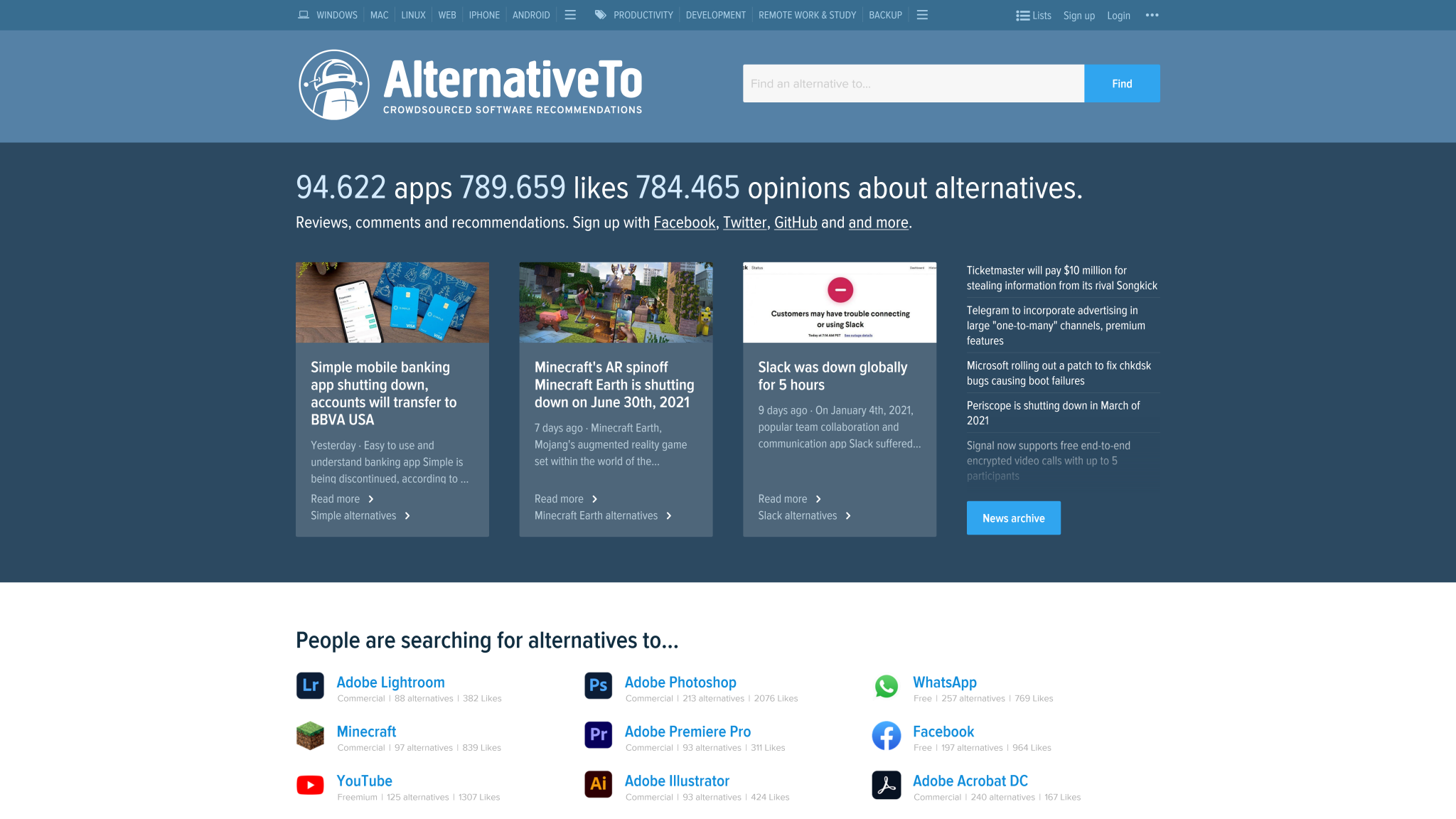 AlternativeTo.net - Linksammlung - CoSci Blog